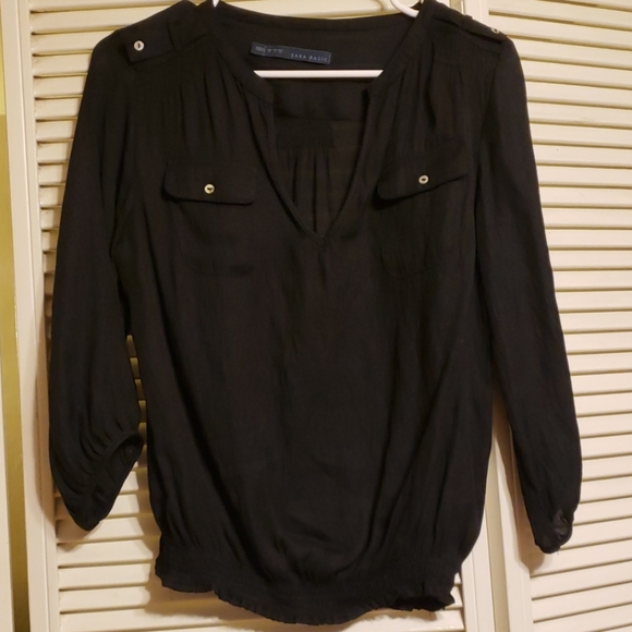 Zara | Tops | Zara Basic Black Black Shirt | Poshmark